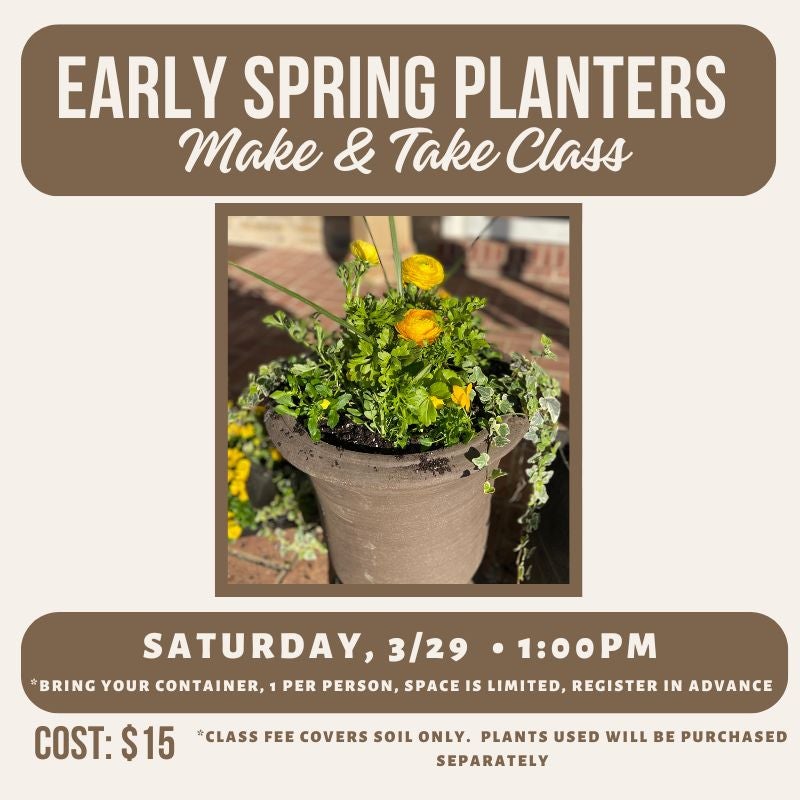 Early Spring Planter Make and Take Class | Achin' Back Garden Center ...