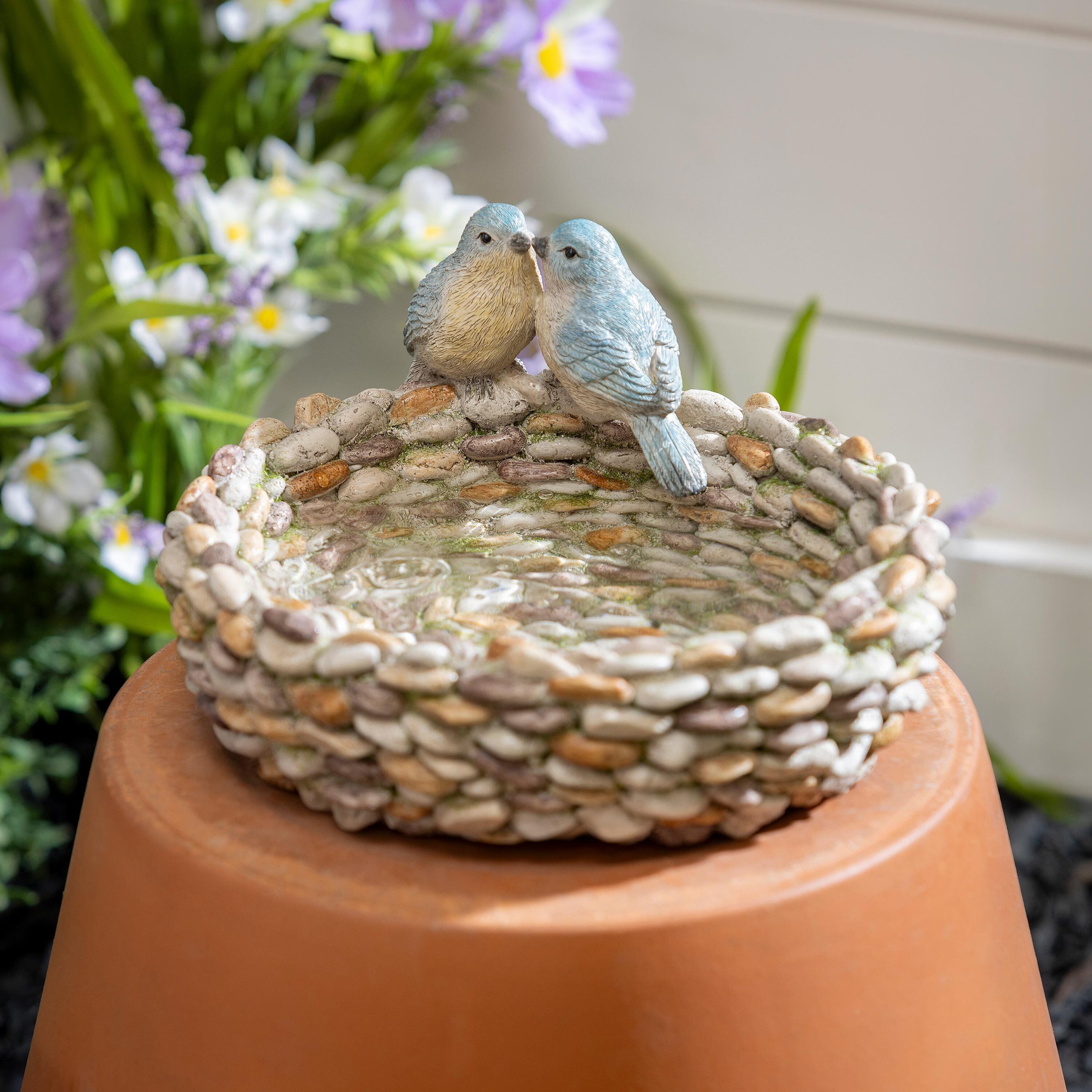 Resin Pebble Bird Bath With Birds | Achin' Back Garden Center Online Store